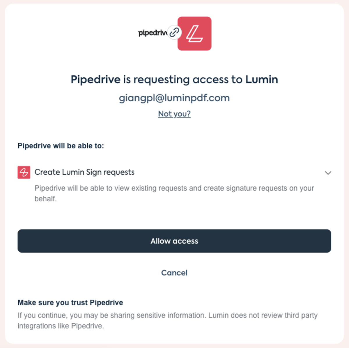 Integrating Lumin with Pipedrive